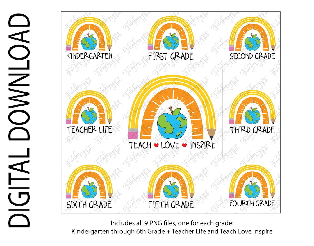Teacher and Student Rainbow PNG, Sublimation School Bundle, Back to ...