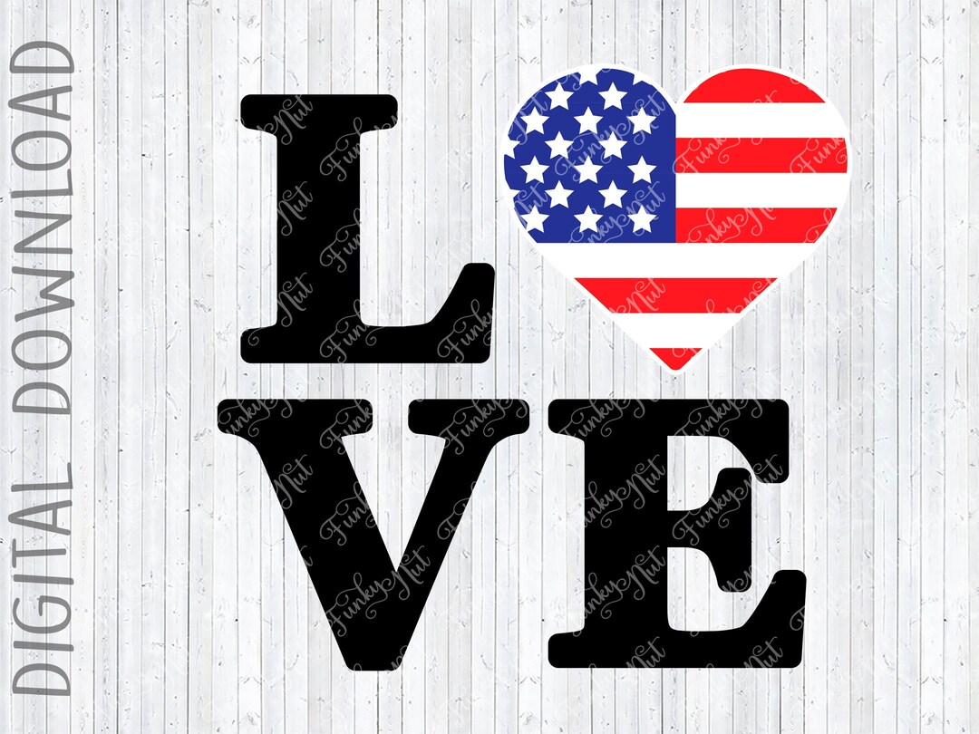 Love USA, Patriotic SVG, PNG, 4th of July, Flag Heart Cut File ...
