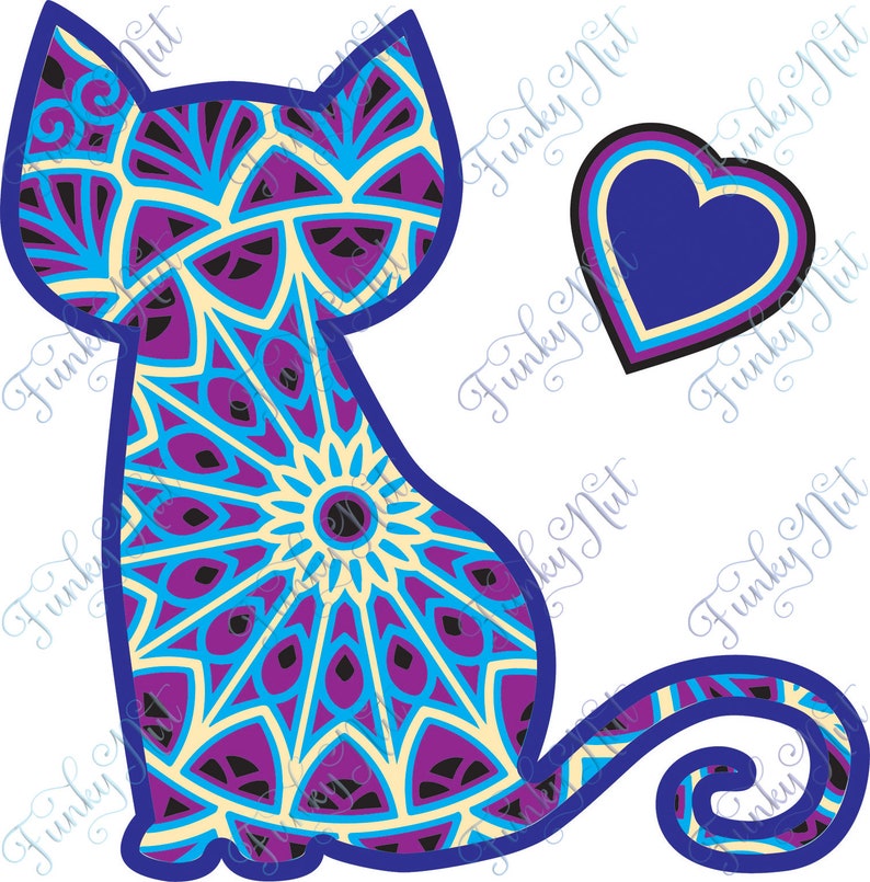 Layered Cat SVG, PNG, EPS, 3D Layered Cat, Layered Cat Mandala, Layered ...