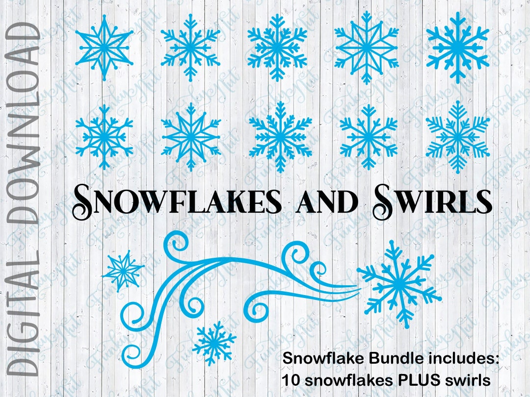 Snowflake SVG Bundle Snowflakes and Swirls Snowflake PNG - Etsy