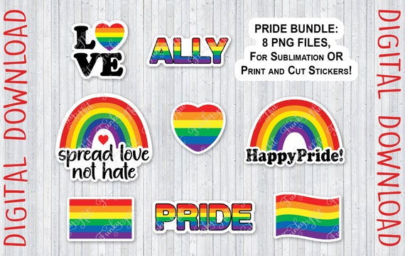 Pride Stickers PNG Print and Cut Pride Stickers Spread Love | Etsy