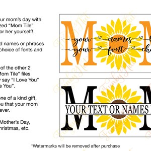 Sunflower Mom Tile Bundle, Set of 4, SVG, PNG, Mother's Day Gift, 4x8 ...