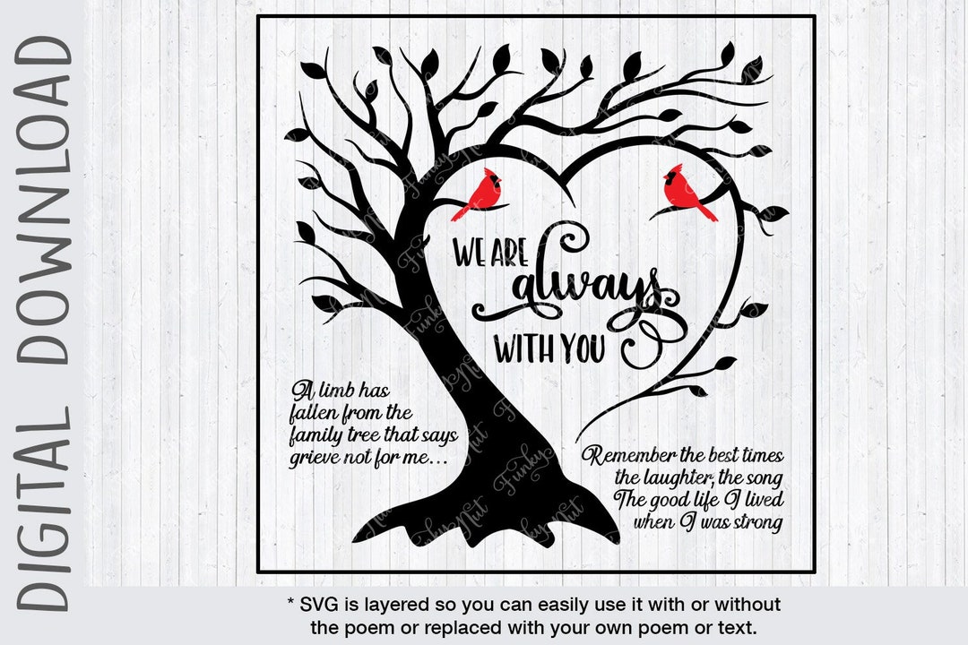 2 Cardinals Memorial Tree SVG, PNG, We Are Always With You, Heart Tree ...