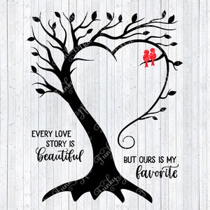 Sweetheart Tree SVG, Valentine Love Birds, Love Birds, Heart Tree ...