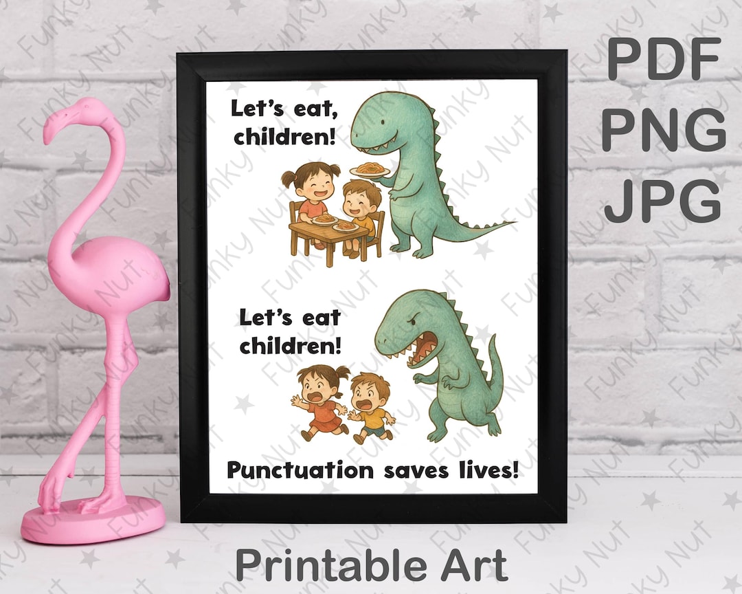 Punctuation Saves Lives, Printable Art, Funny Grammar Art, Language ...