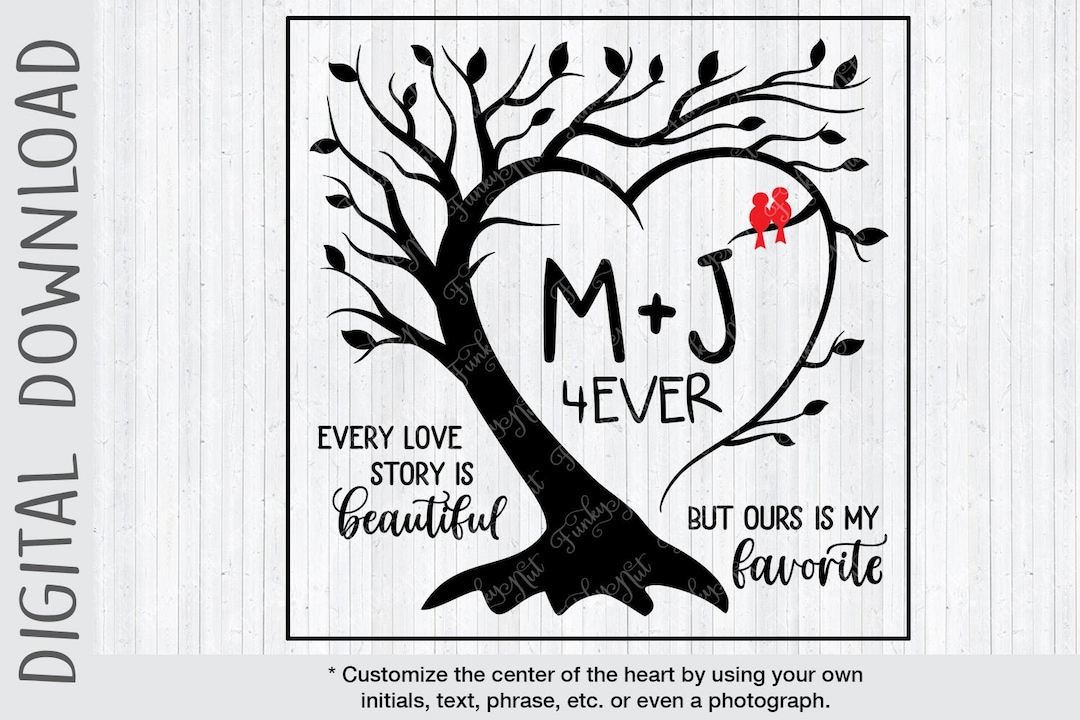 Sweetheart Tree SVG, PNG, Valentine SVG, Love Birds, Tree Silhouette ...