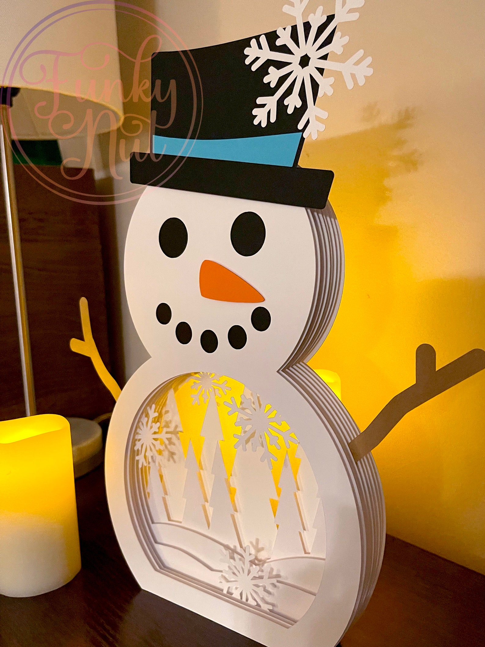 Layered Snowman Luminary SVG PNG EPS Layered Christmas - Etsy