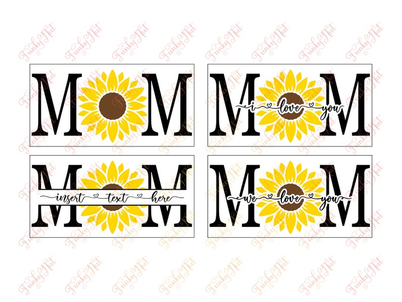 Sunflower Mom Tile Bundle, Set of 4, SVG, PNG, Mother's Day Gift, 4x8 ...