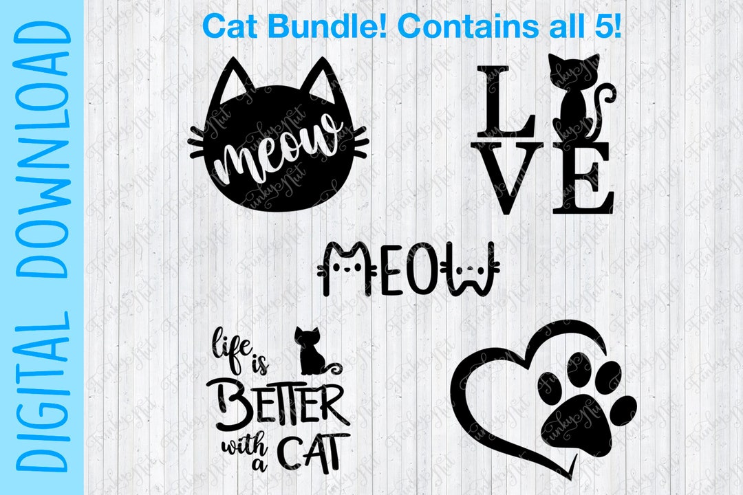 Cat Bundle, SVG, PNG, Cat Silhouette, Meow SVG, Cricut Cat Cut File ...