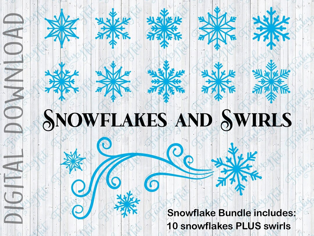 Snowflake SVG Bundle, Snowflakes and Swirls, Snowflake PNG Bundle ...