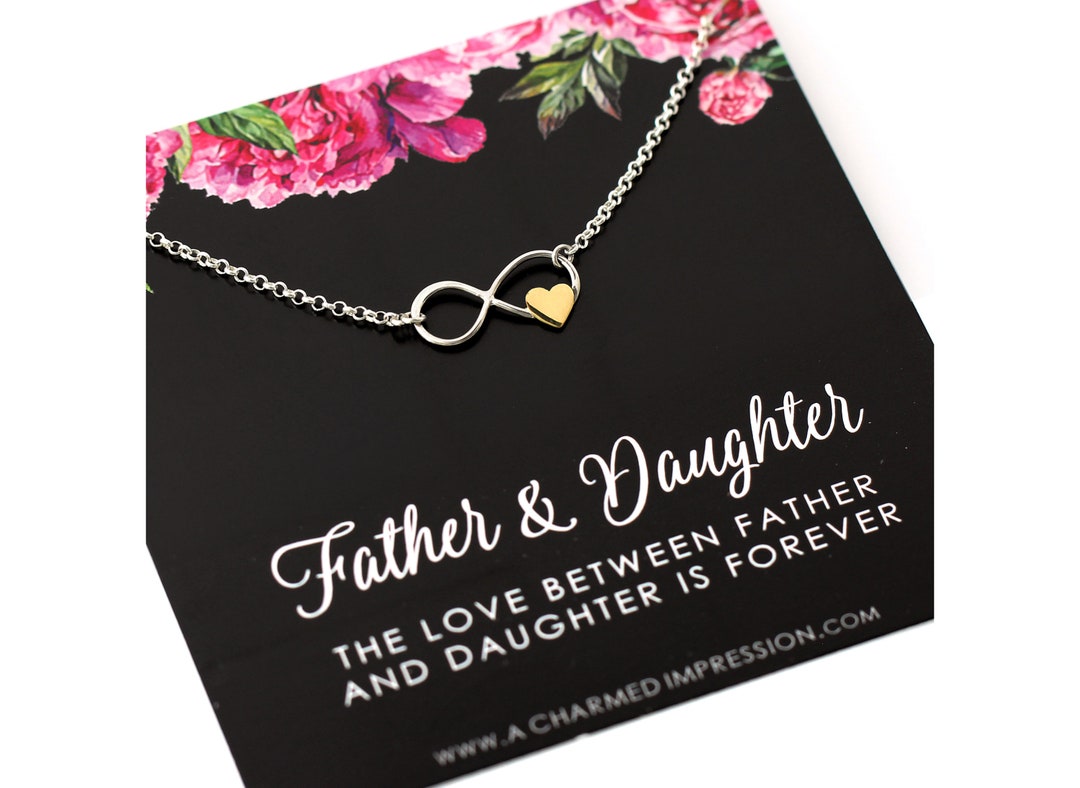 Father and Daughter Gift Necklace: Infinity With Heart Charm Present ...