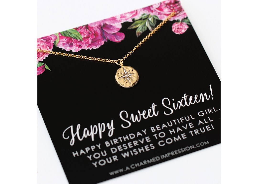 Sweet 16 Necklace: 14k Gold Diamond Starburst Pendant - Etsy