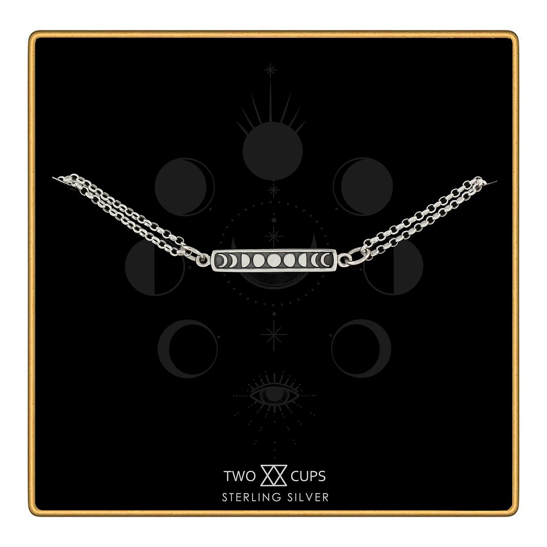 Two Cups Sterling Silver Moon Phase Bracelet • Moon Bracelet • Moon ...