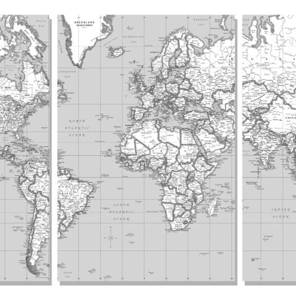 3 Panel World Map - Etsy