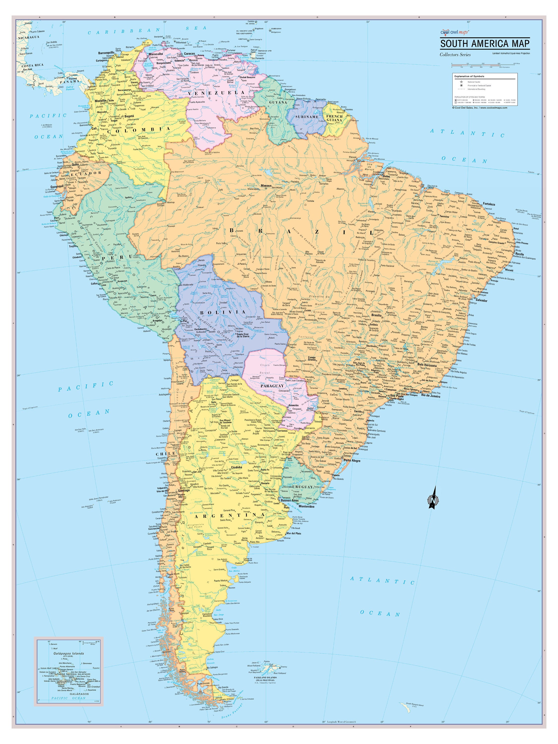 South America Continent Map Wall Poster - Etsy
