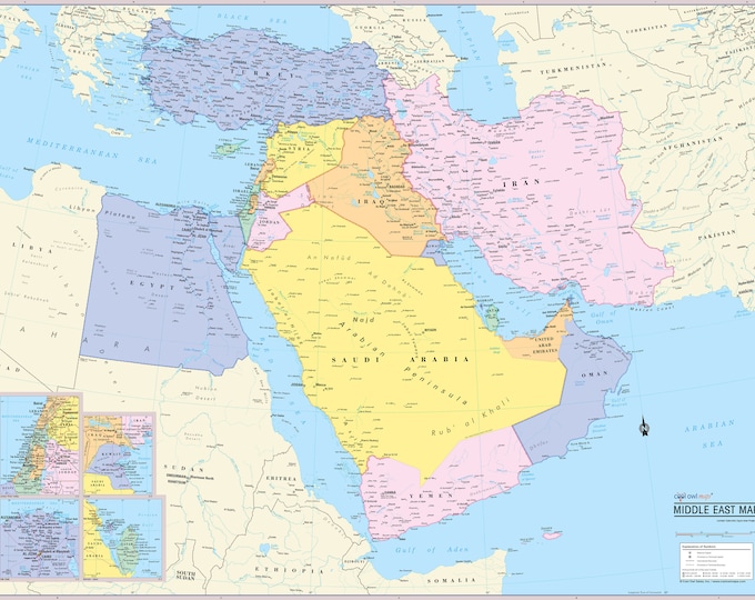 Middle East Map Wall Poster - Etsy