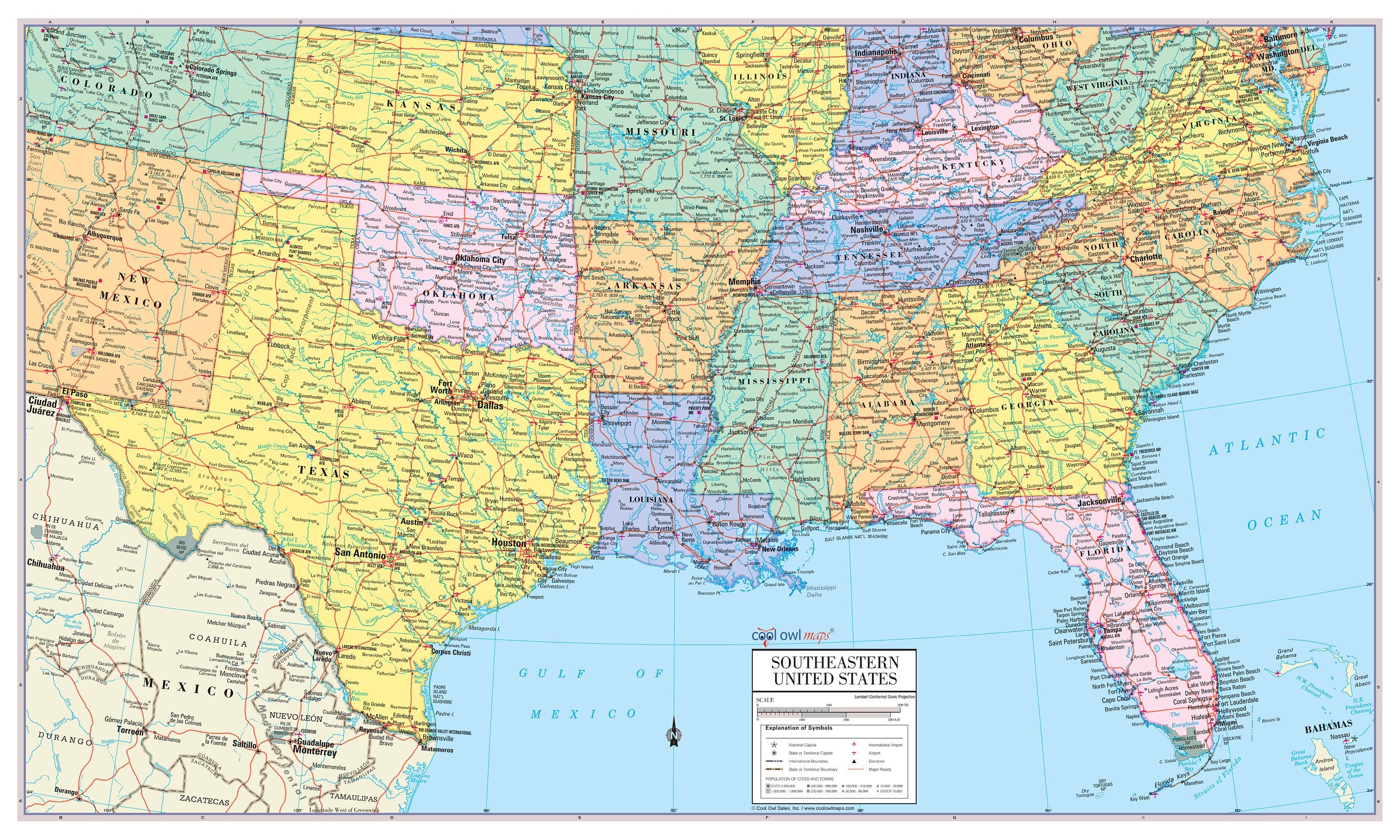 Mapa De La Región Sureste De Los Estados Unidos