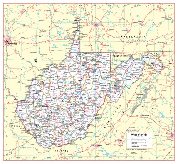 Large Map Of West Virginia