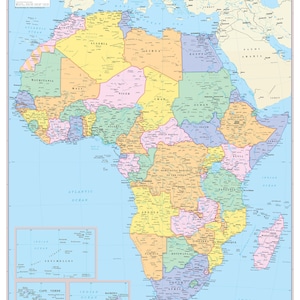 AFRICA Continent Map Wall Poster - Etsy
