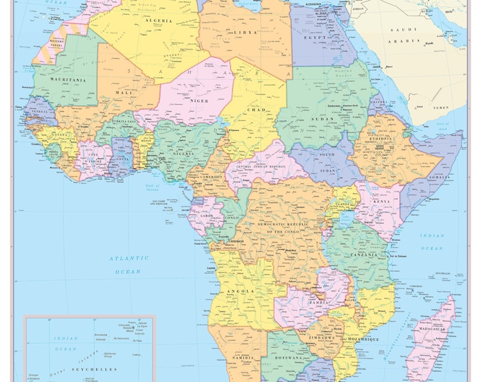 AFRICA Continent Map Wall Poster - Etsy