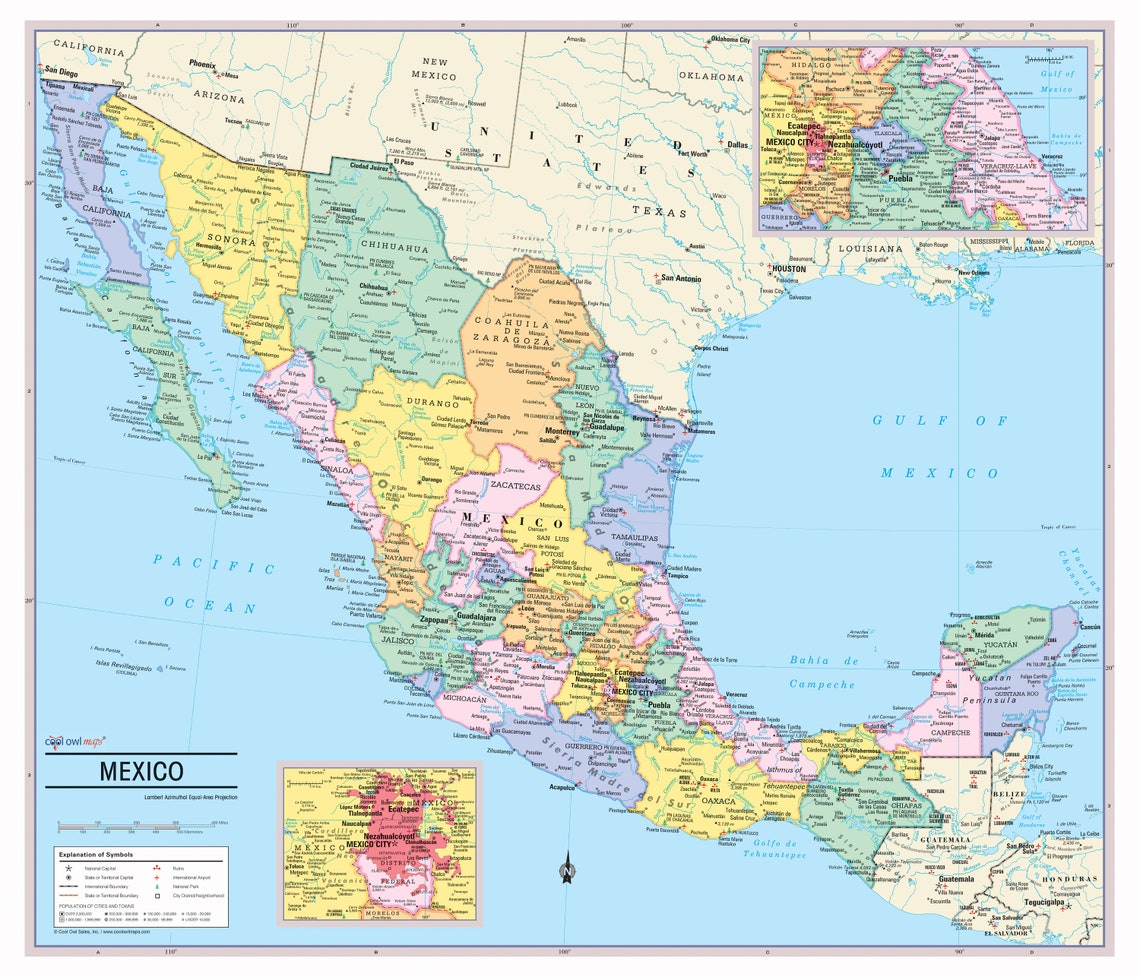 Mexico Wall Map Poster - Etsy