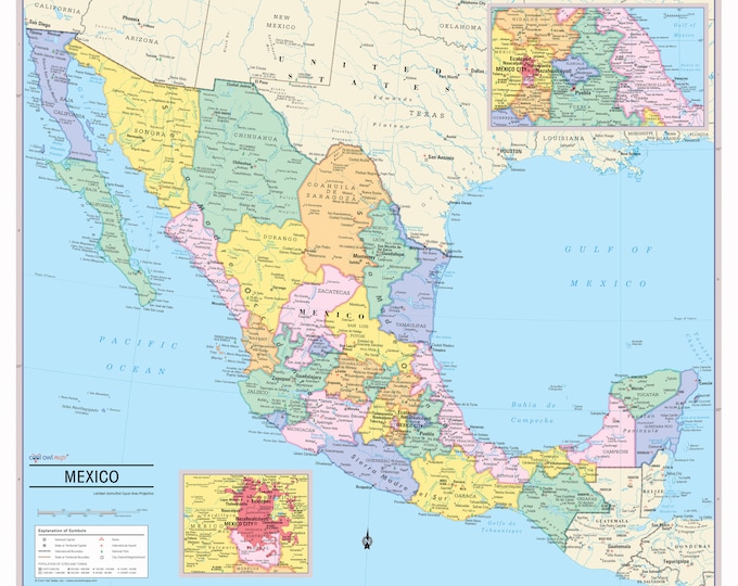 Mexico Wall Map Poster - Etsy