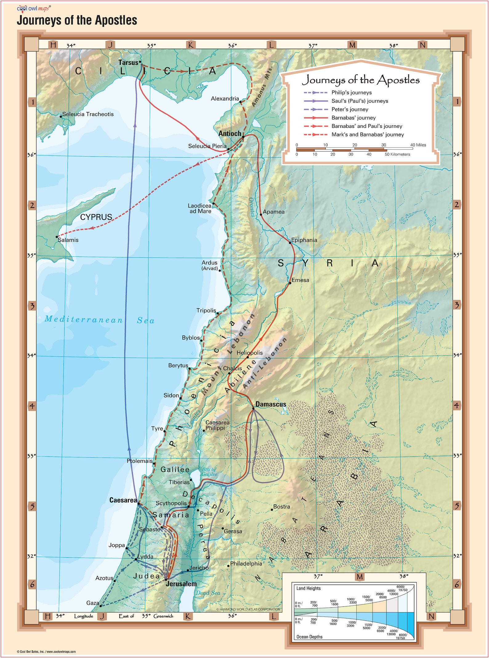 Journeys of the Apostles Bible Wall Map Poster - Etsy