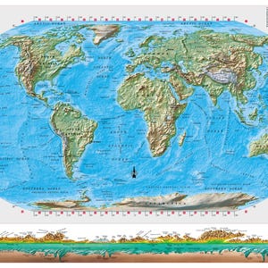 WORLD Physical Wall Map Poster Robinson Projection - Etsy
