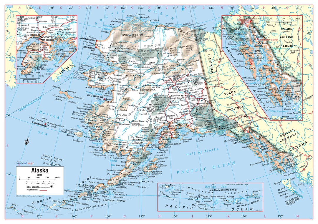 Alaska State Wall Map Large Print Poster 24hx34w - Etsy