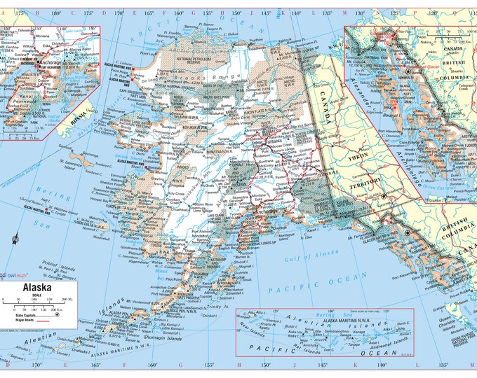 ALASKA MAP PRINT Instant Download Printable Vintage Picture Map for ...