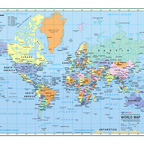 World Map Print - Etsy