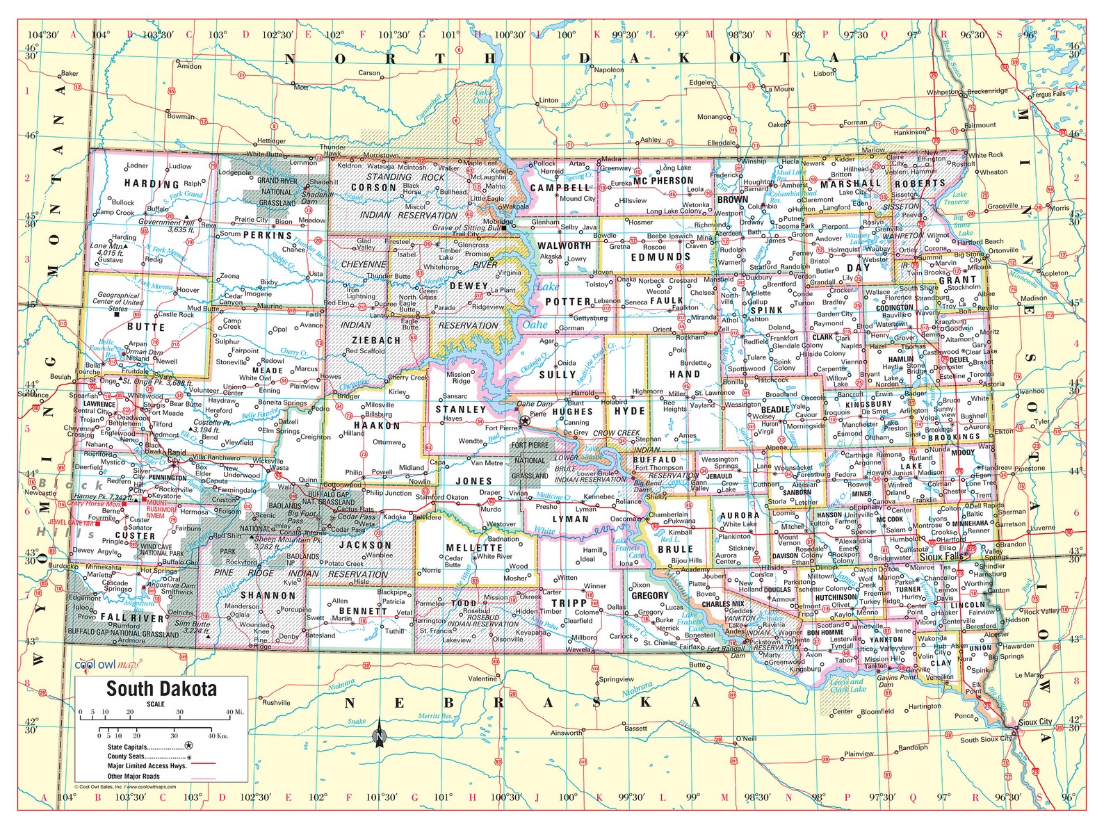 SOUTH DAKOTA State Wall Map Large Print Poster - Etsy
