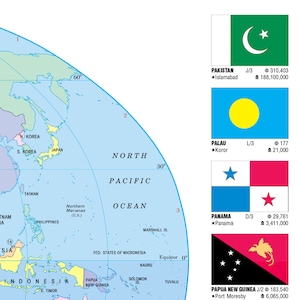 Flags of the World Wall Map Poster W36"xh24" Multi-color Rolled Paper ...