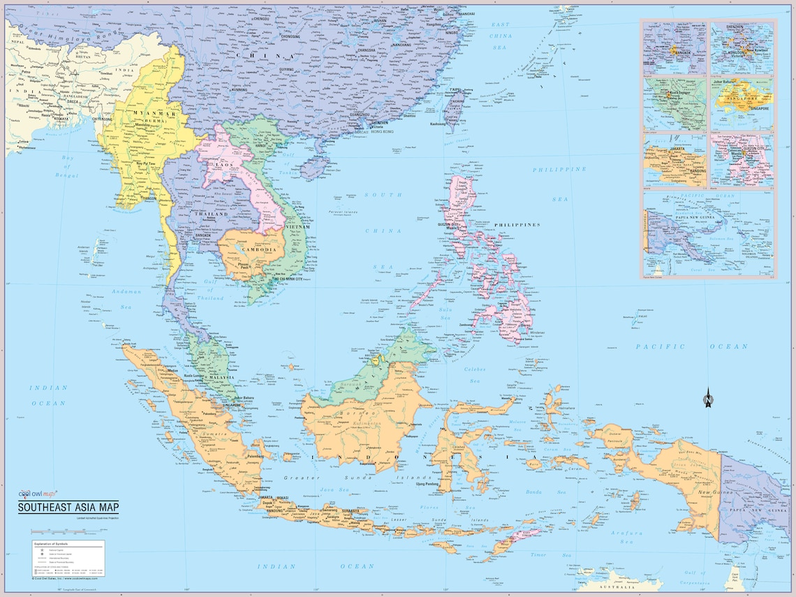 Southeast Asia Region Wall Map Poster - Etsy UK