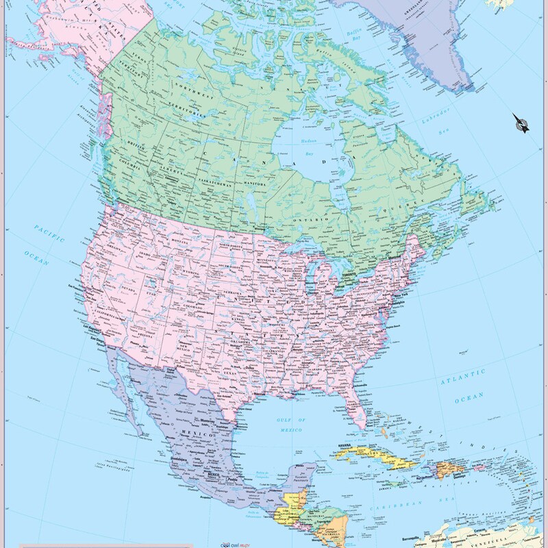 American Continent Map Wall Art - Etsy