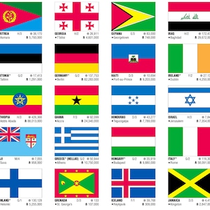 Flags of the World Wall Map Poster W36"xh24" Multi-color Rolled Paper ...