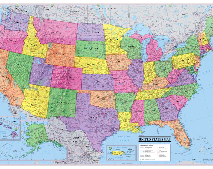 UNITED STATES Wall Map USA Poster - Etsy