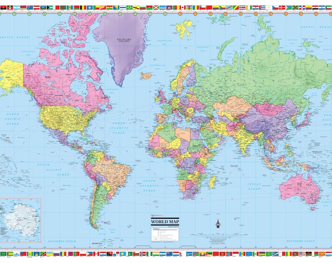 WORLD Wall Map Poster - Rolled Paper or Laminated - Etsy