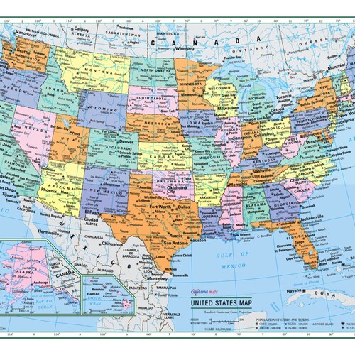 UNITED STATES Wall Map USA Poster Large Print - Etsy
