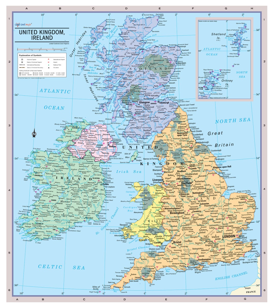United Kingdom and Ireland Wall Map Poster - Etsy