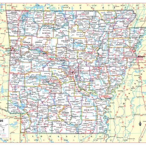 ARKANSAS State Wall Map Large Print Poster - Etsy