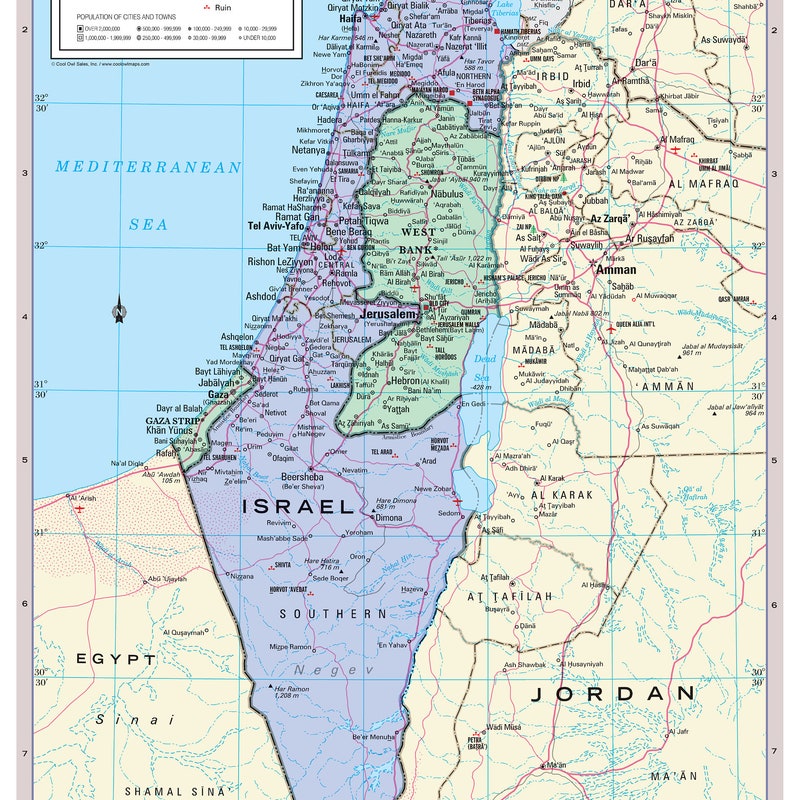 Gaza and Israel on Map - Etsy