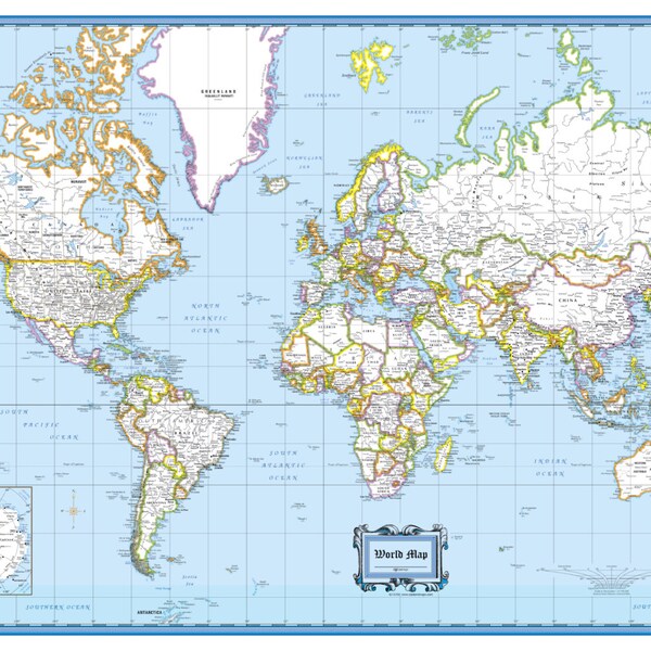 World Map Laminated Poster - Etsy