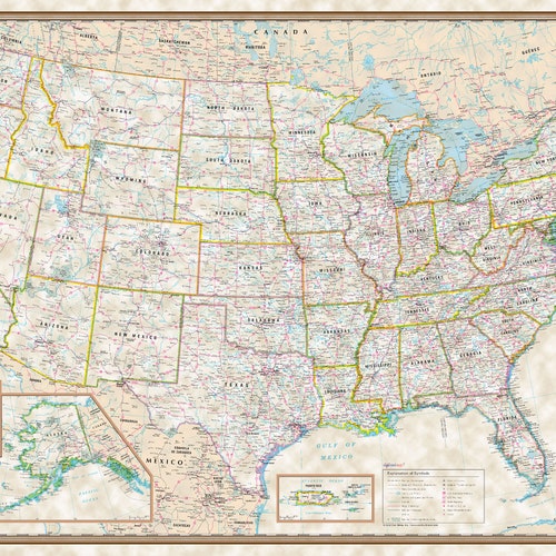 UNITED STATES Wall Map USA Poster Large Print - Etsy
