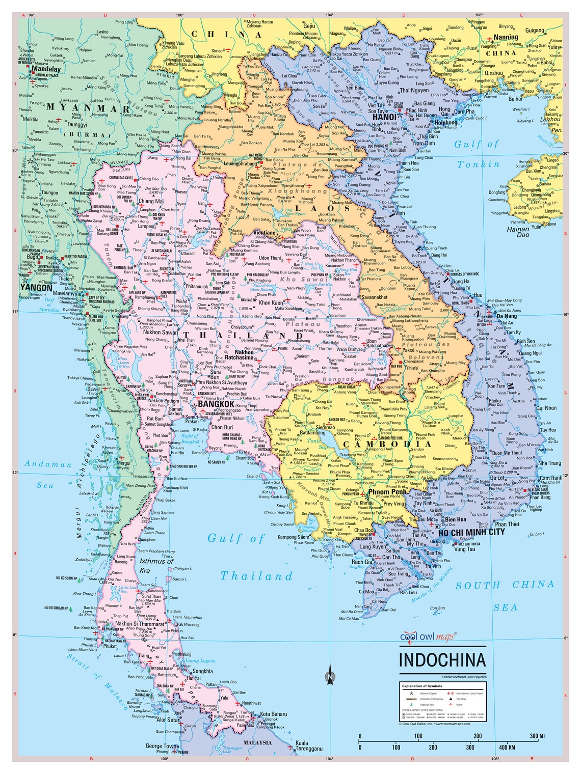 Indochina Region Wall Map Poster 24"wx32"h - Etsy