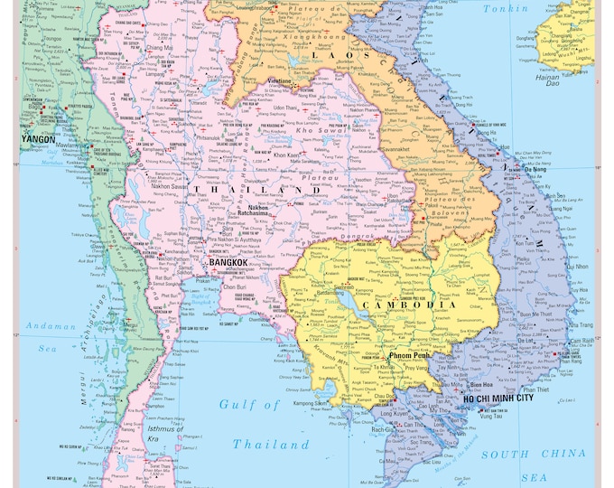 Indochina Region Wall Map Poster 24"wx32"h - Etsy