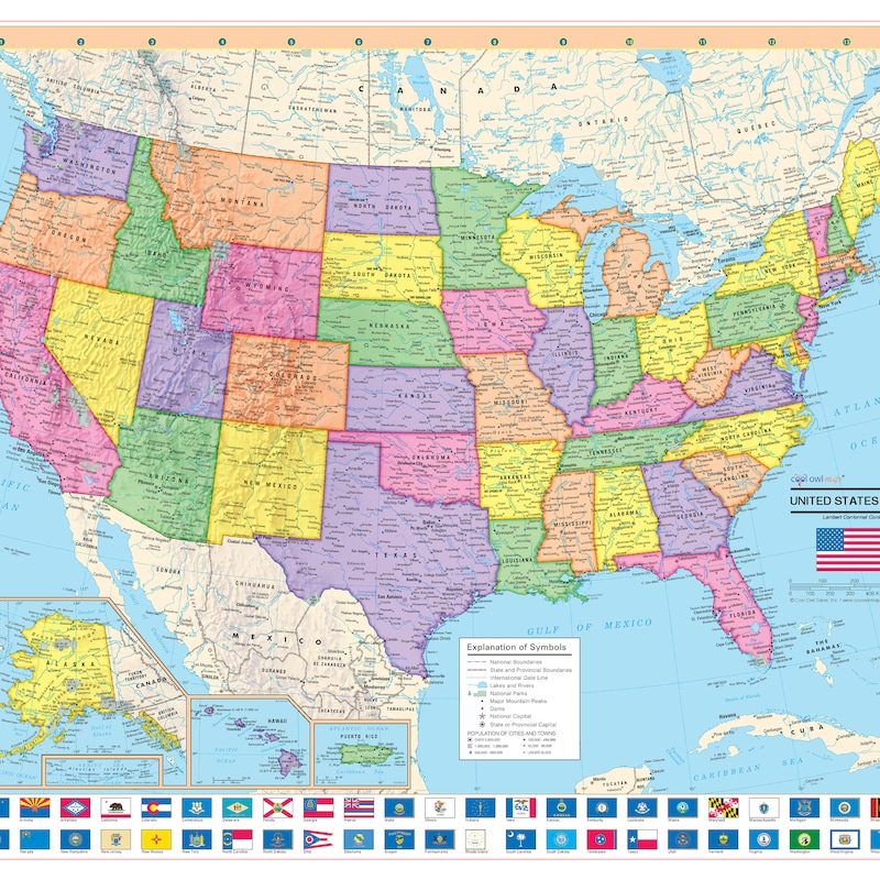 Usa Map Poster - Etsy