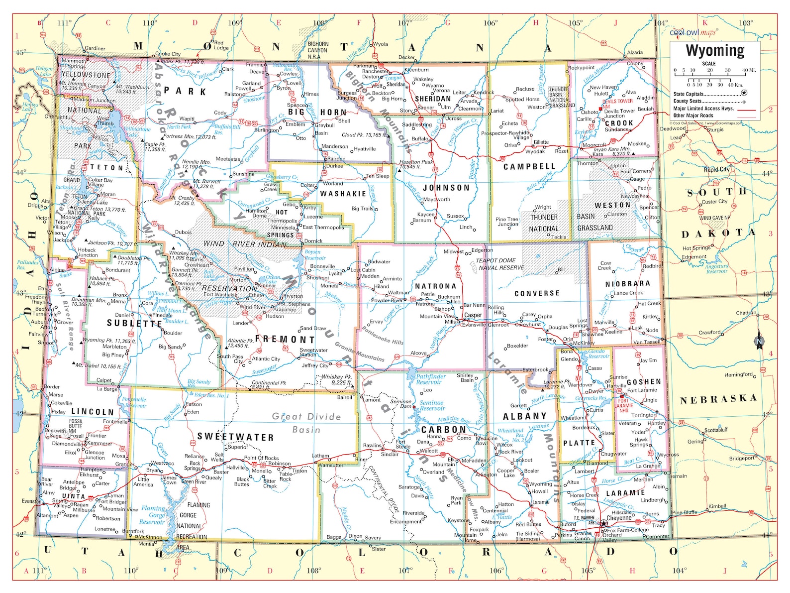 Wyoming State Wall Map Large Print Poster - Etsy