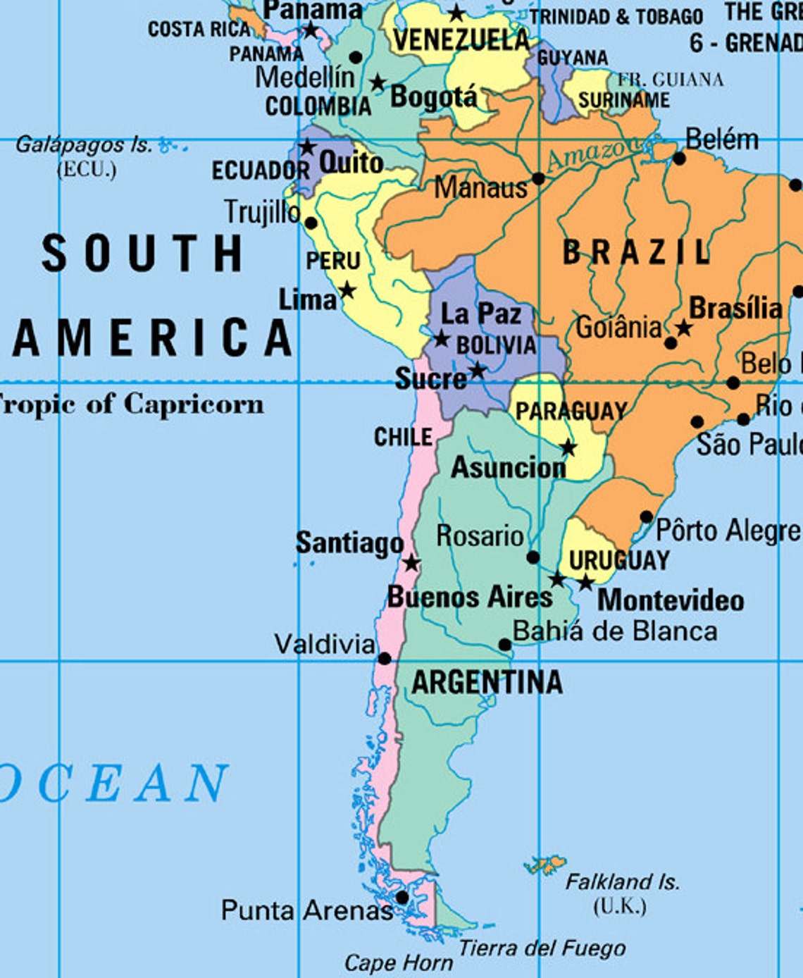 WORLD Wall Map Political Poster 22x17 or - Etsy Canada