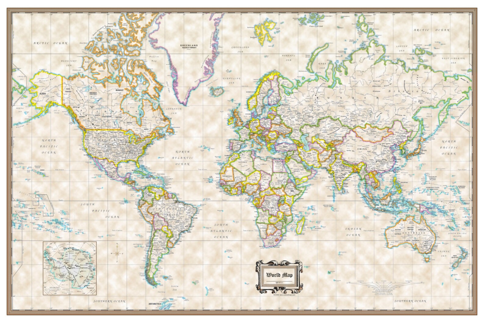 World Wall Map Classic Executive Poster 36x24 - Etsy